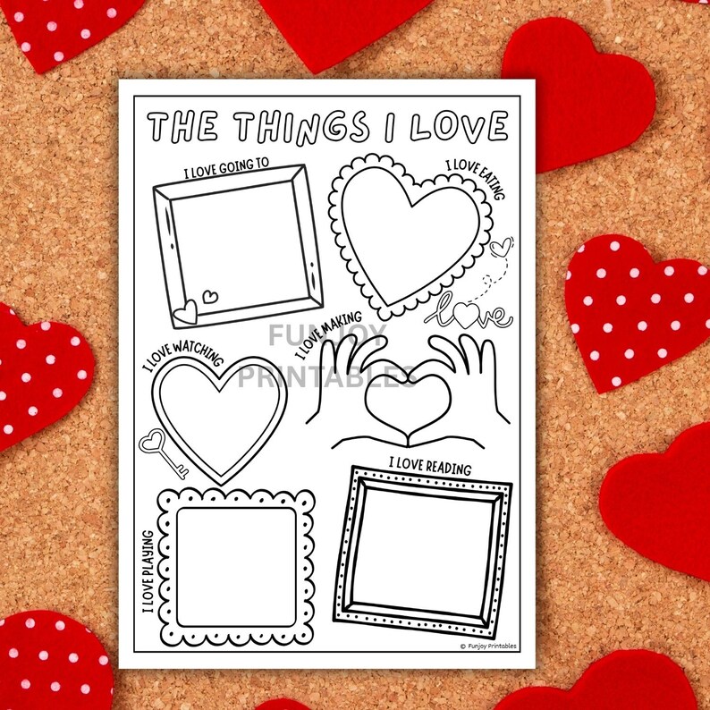 Valentines Day Kids Activity, Things I Love, Valentines Party Printable ...