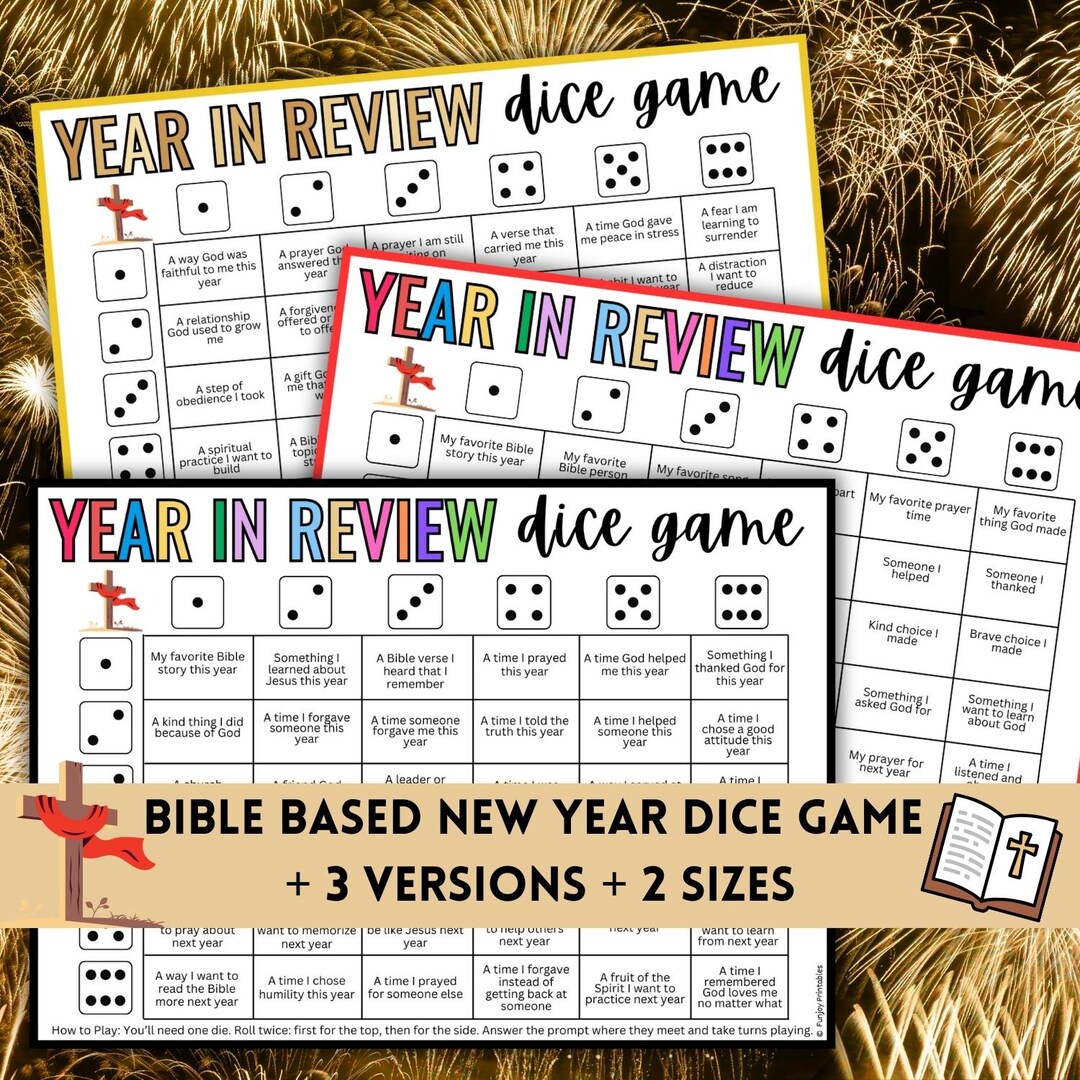 Bible Based Year in Review Dice Game, Year End Reflection, Church New ...