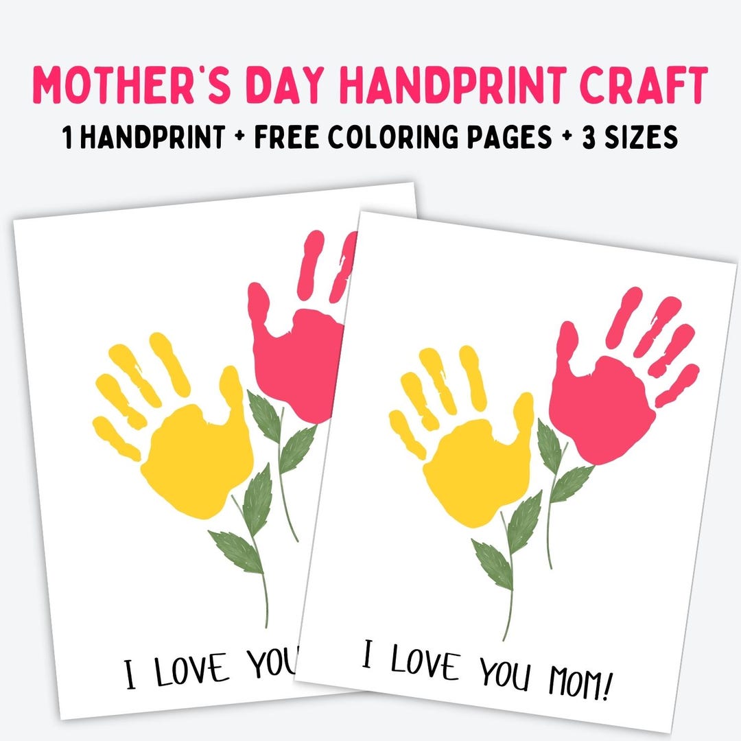 Mother's Day Handprint Printable, DIY Craft Gift for Mom, Gift for Mom ...