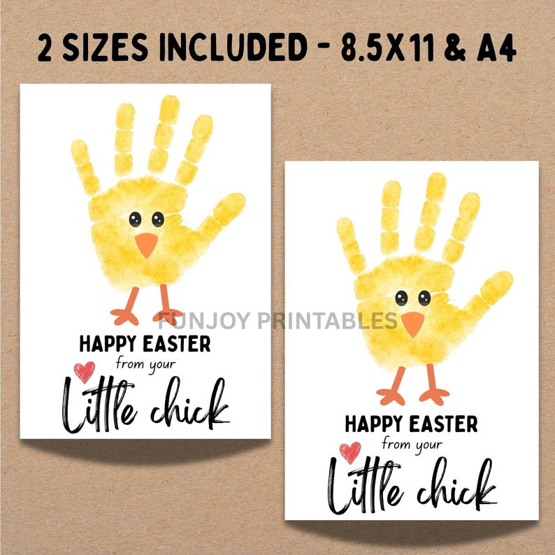 PRINTABLE Easter Chick Hand Print Art, Handprint Easter Craft, Kids ...
