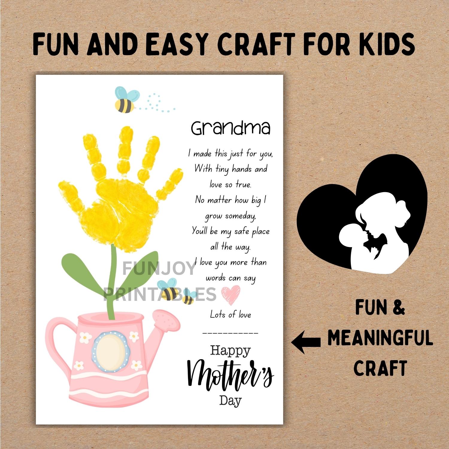 Grandma Handprint Flower Craft Printable, Mother’s Day Gift for Grandma ...