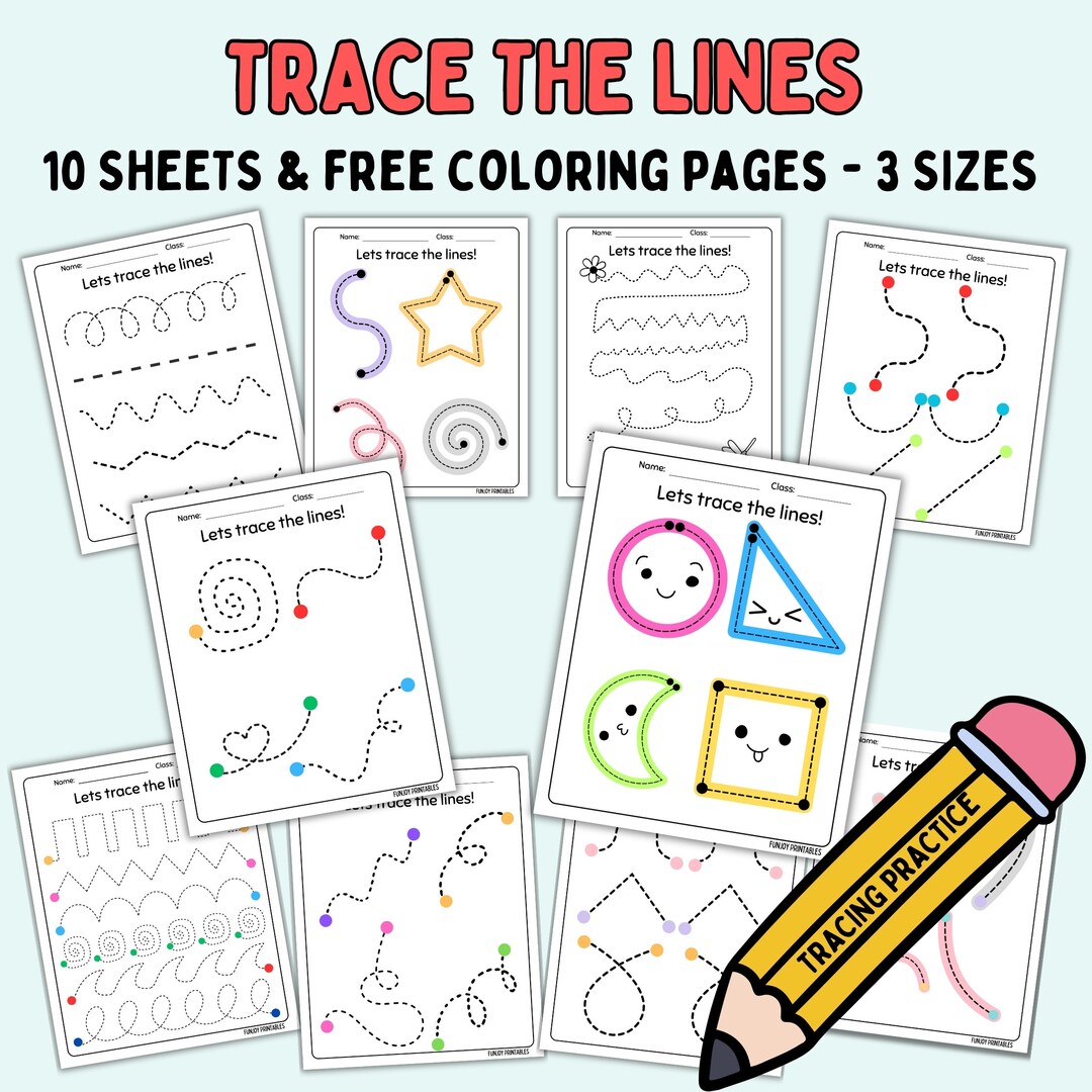 Line Tracing Worksheets for Preschool, Lines Trace Pages Printable ...