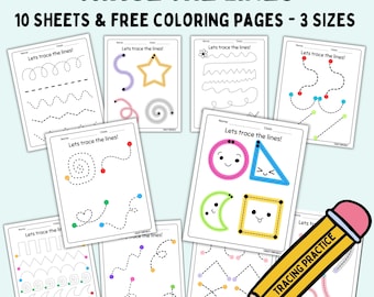 50 Preschool Line Tracing Worksheets Bundle,lines Trace Pages Printable ...