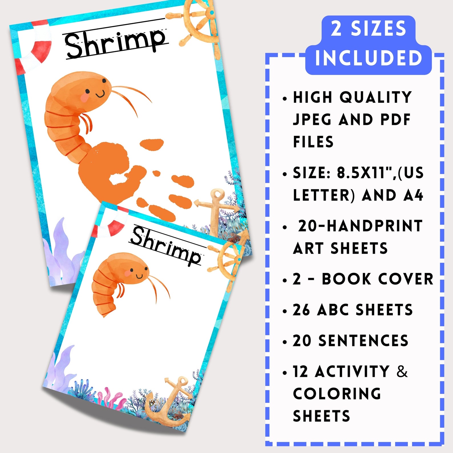 Sea Animals Handprint Craft, Undersea Handprint, Classroom Nursery ...