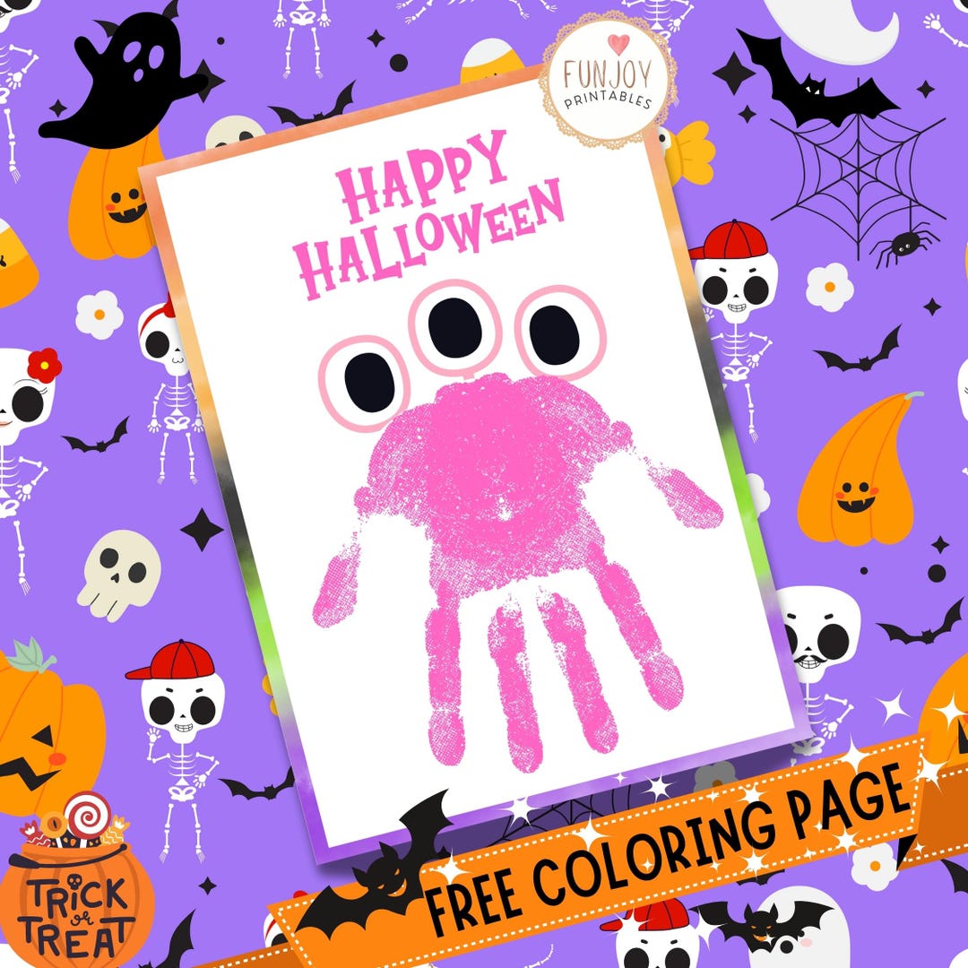 Pink Monster Halloween Handprint Art, Handprint Craft for Kids ...