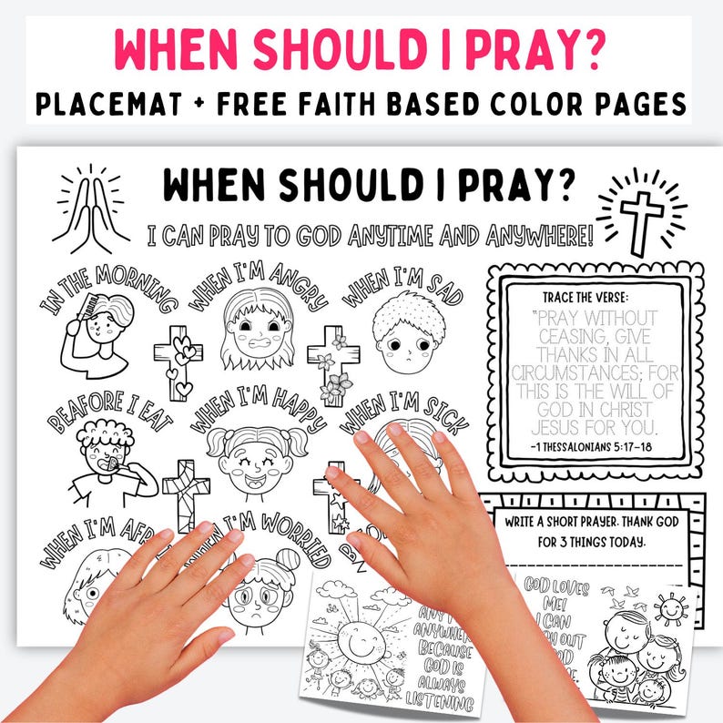 Prayer Bible Lesson Activity Sheet for Kids, When Should I Pray, Sunday ...