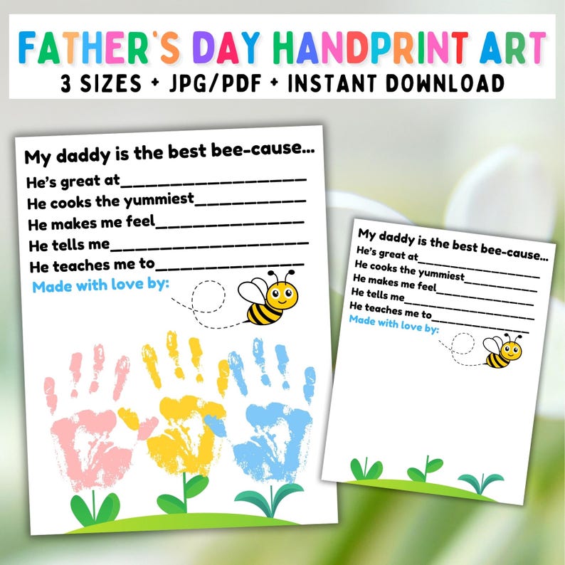 Father's Day Handprint Activity, Dad Handprint Craft, Printable ...