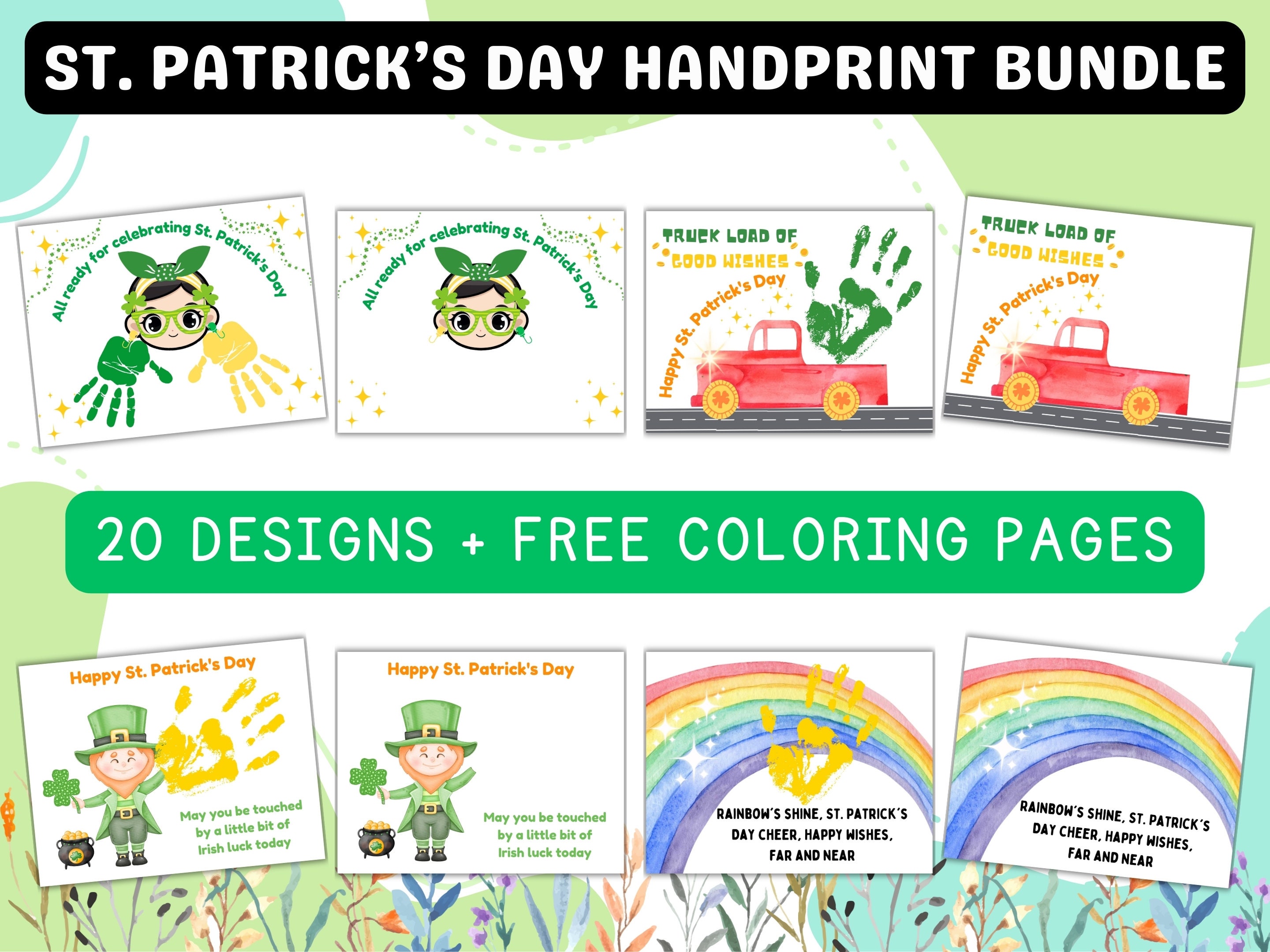 St. Patrick's Day Handprint Craft BUNDLE, Printable DIY Craft Activity ...