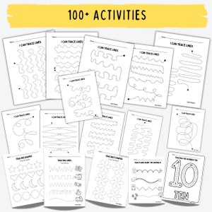 Preschool Line Tracing Worksheets Bundle, Lines Tracing Practice Page ...