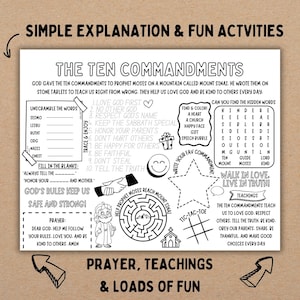 The Ten Commandments Activity Sheets, Christian Activity Pages, Bible ...
