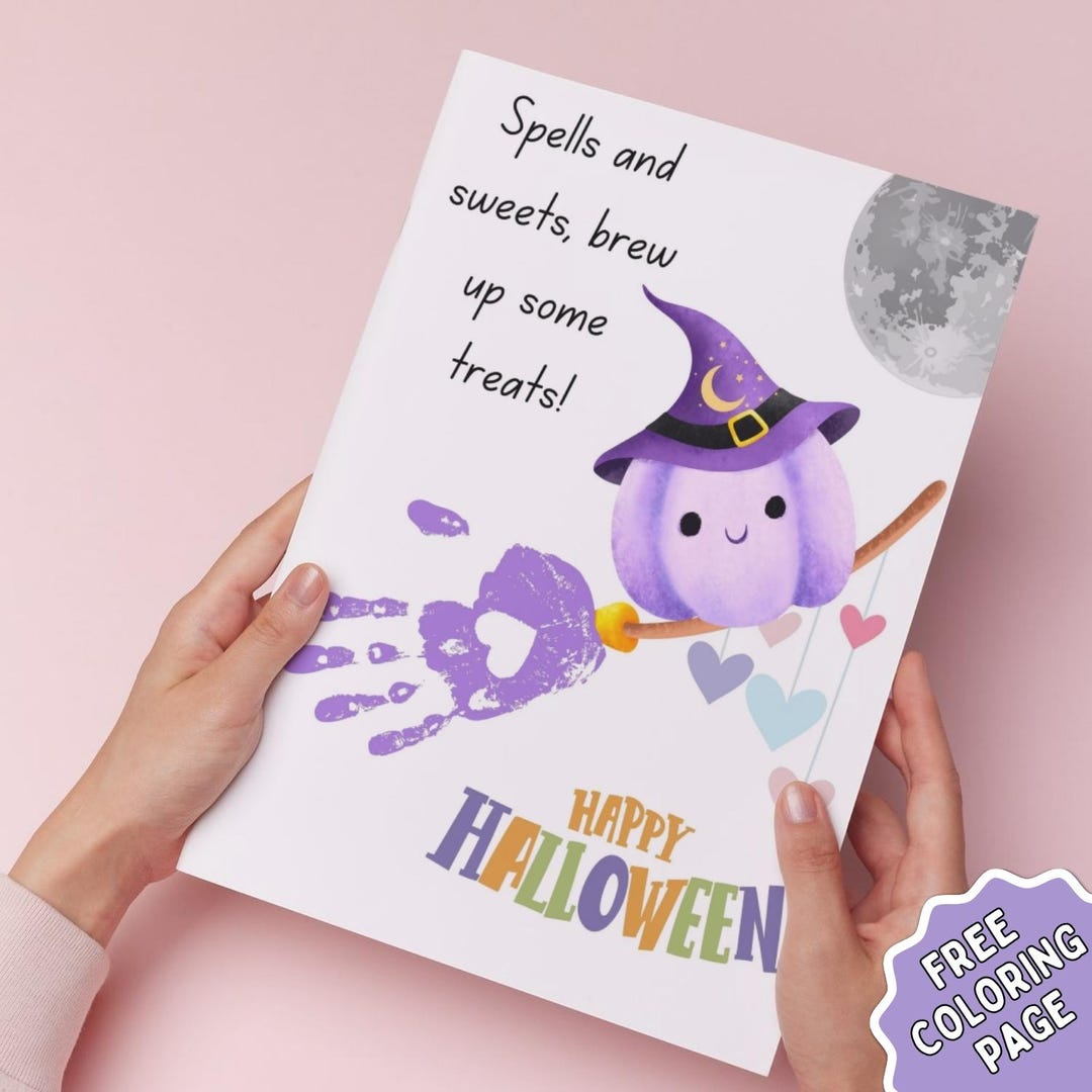 Halloween Handprint, PRINTABLE Handprint Crafts, Witch Handprint, Fall ...
