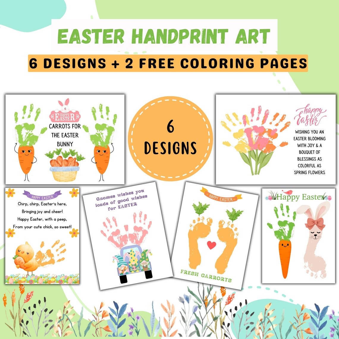 Happy Easter Handprint Footprint Art Craft Bundle, Easter Craft for ...