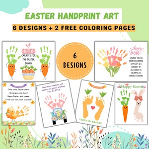 Happy Easter Handprint Footprint Art Craft Bundle, Easter Craft for ...