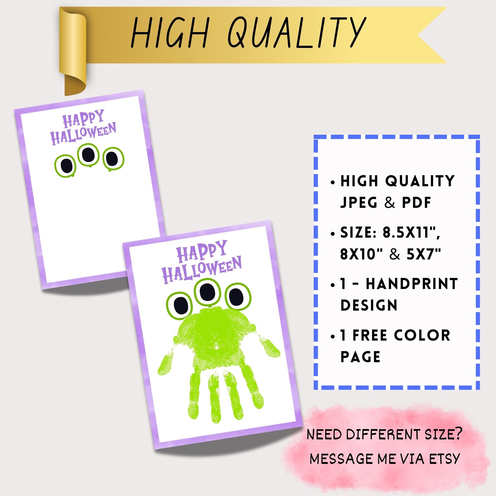 PRINTABLE Halloween Handprint Art, Happy Halloween Craft, Happy ...