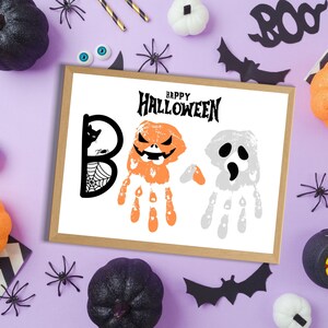 PRINTABLE Halloween Handprint Art, Boo Handprint Fall Art Craft ...