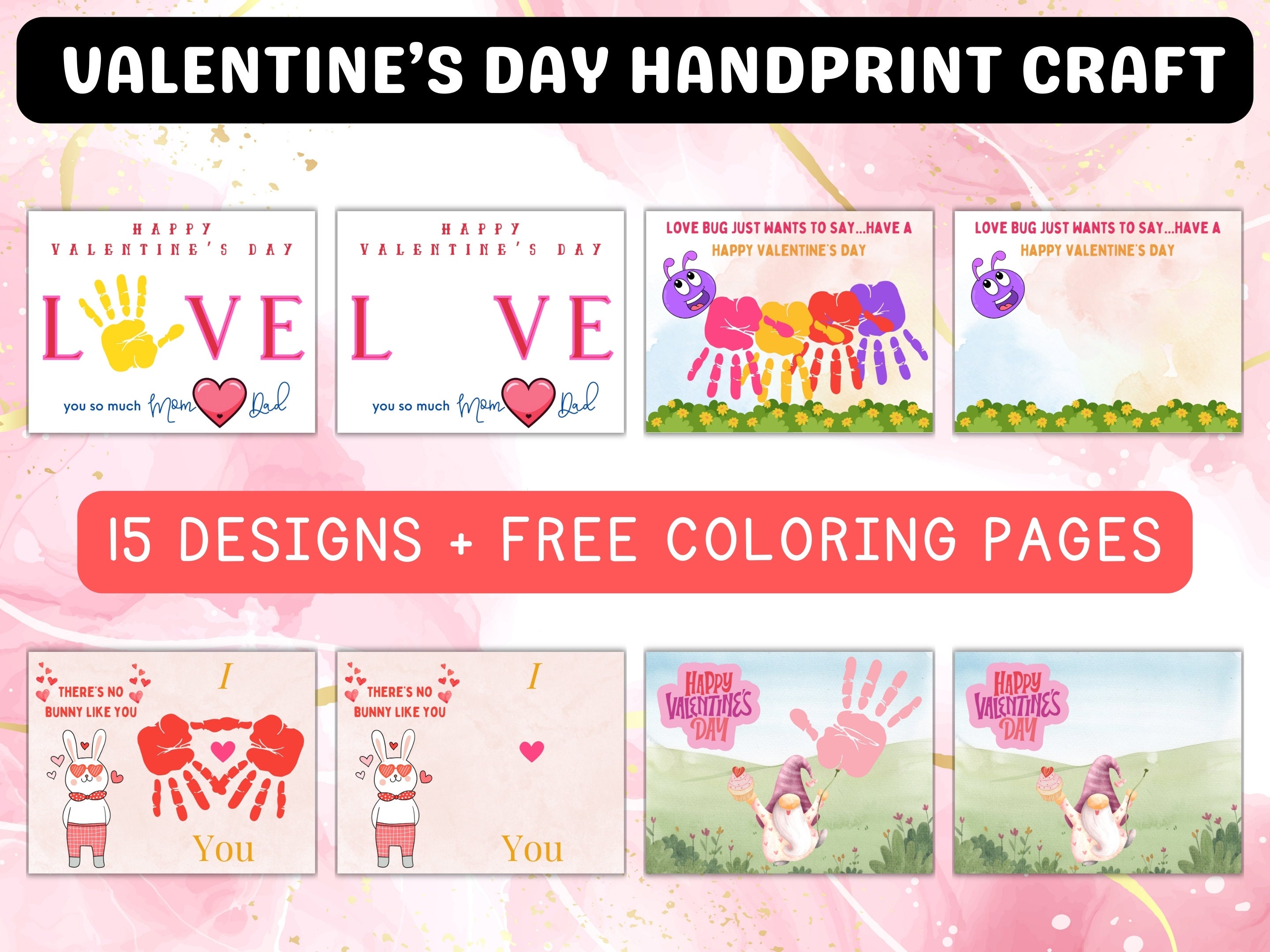 Printable Valentines Day Handprint Craft, Keepsake Art, Toddler ...