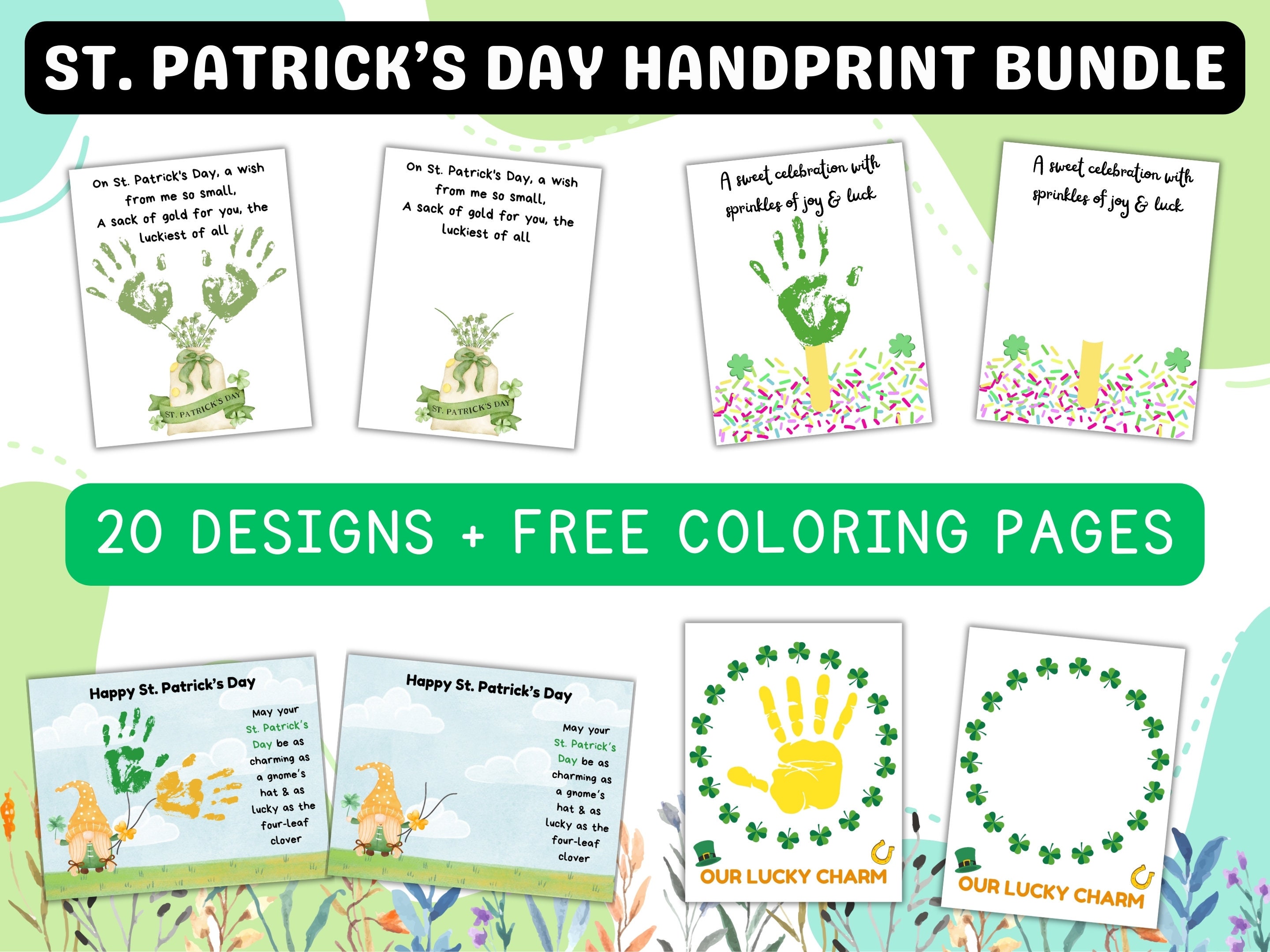 St. Patrick's Day Handprint Craft BUNDLE, Printable DIY Craft Activity ...