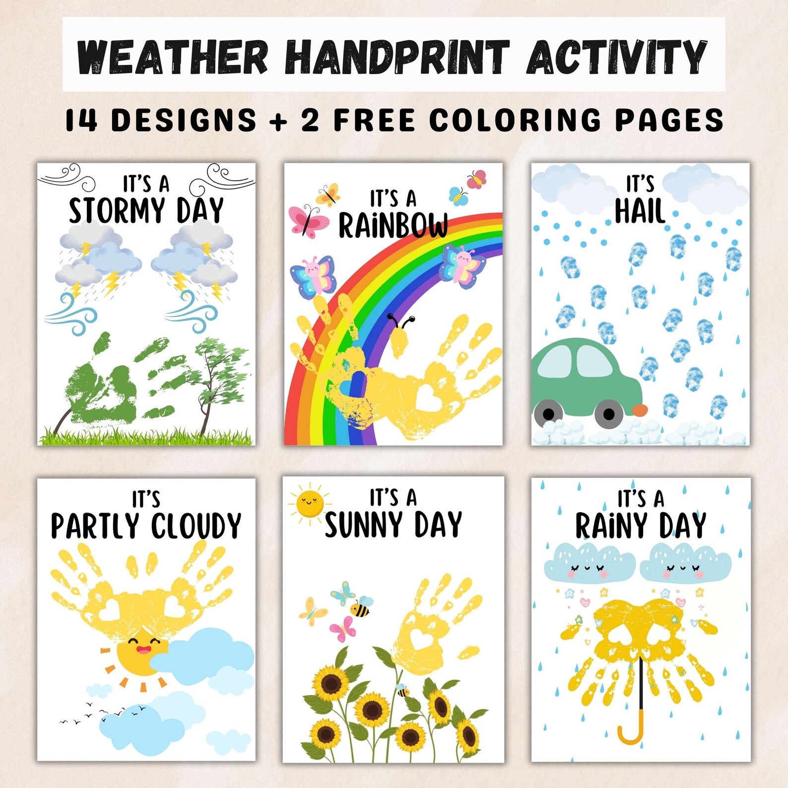 Printable Weather Handprint Craft Bundle, Kindergarten, Handprint Art ...