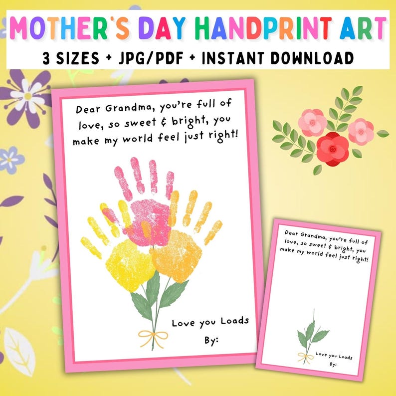 Grandma Handprint Poem PRINTABLE, Mother’s Day Gift From Kids, Toddler ...
