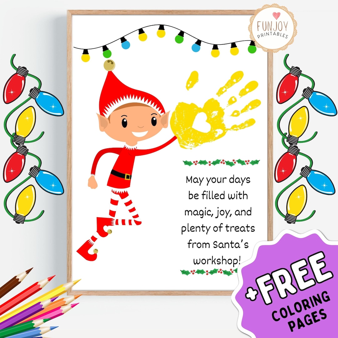 Elf Christmas Handprint Art Craft, Christmas Handprint Craft, DIY Craft ...