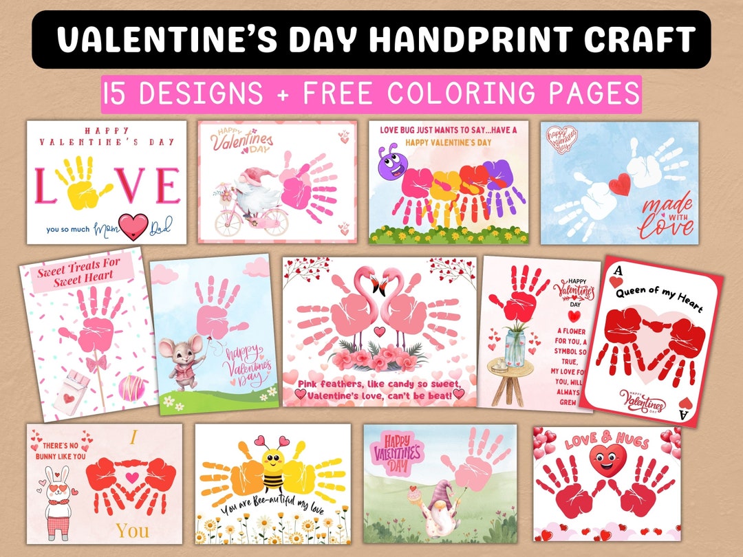 Printable Valentine's Day Handprint Craft, Keepsake Art, Toddler ...