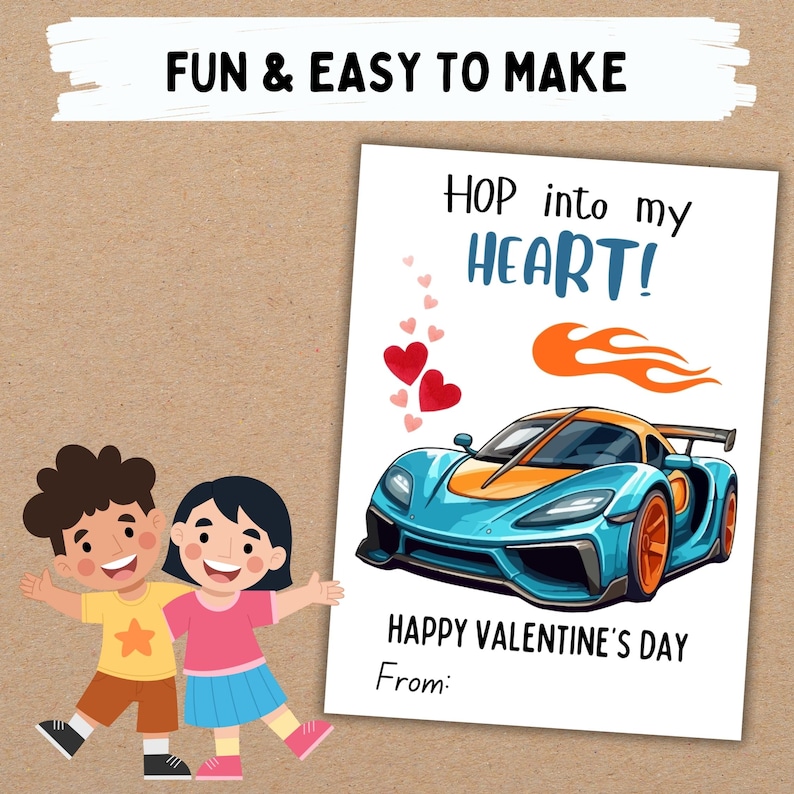 EDITABLE Cars Valentine Cards, Classroom Valentines Day Cards Boys ...