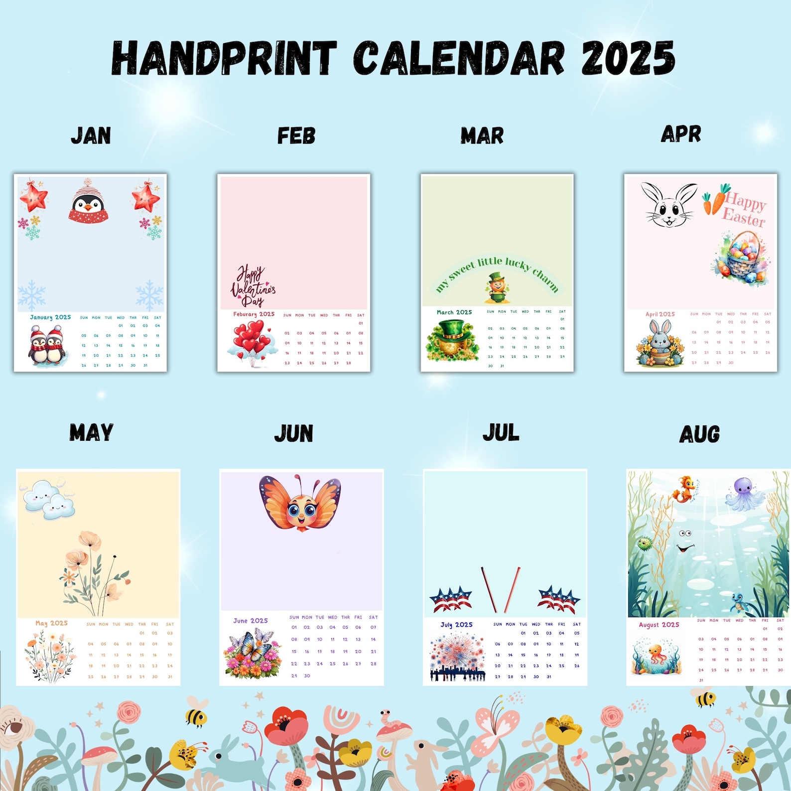 Handprint Calendar 2025, Handprint Craft, Footprint Craft, Kids Toddler ...