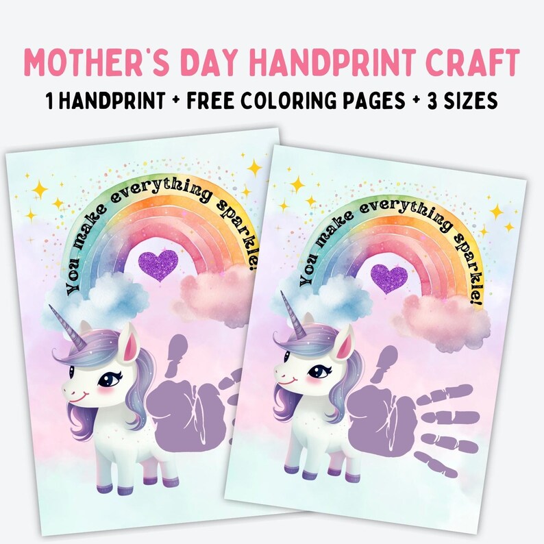 Unicorn Mother's Day Handprint Art Craft for Kids, Toddler, Preschool ...