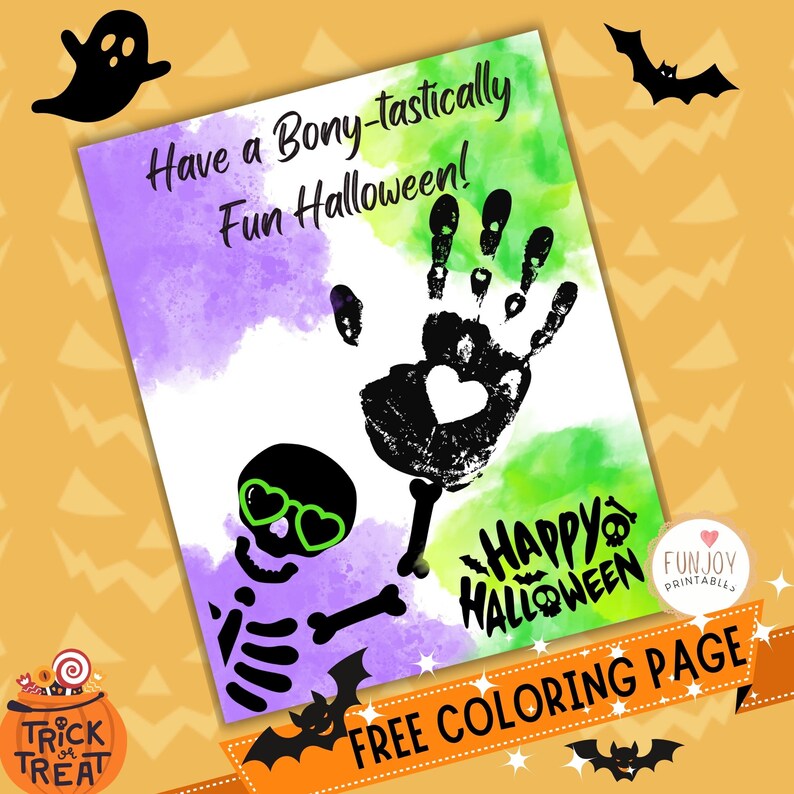 Halloween Handprint Art, Printable Handprint Crafts, Skeleton Handprint ...