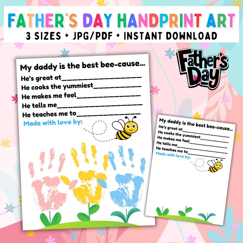 Father's Day Handprint Activity, Dad Handprint Craft, Printable ...
