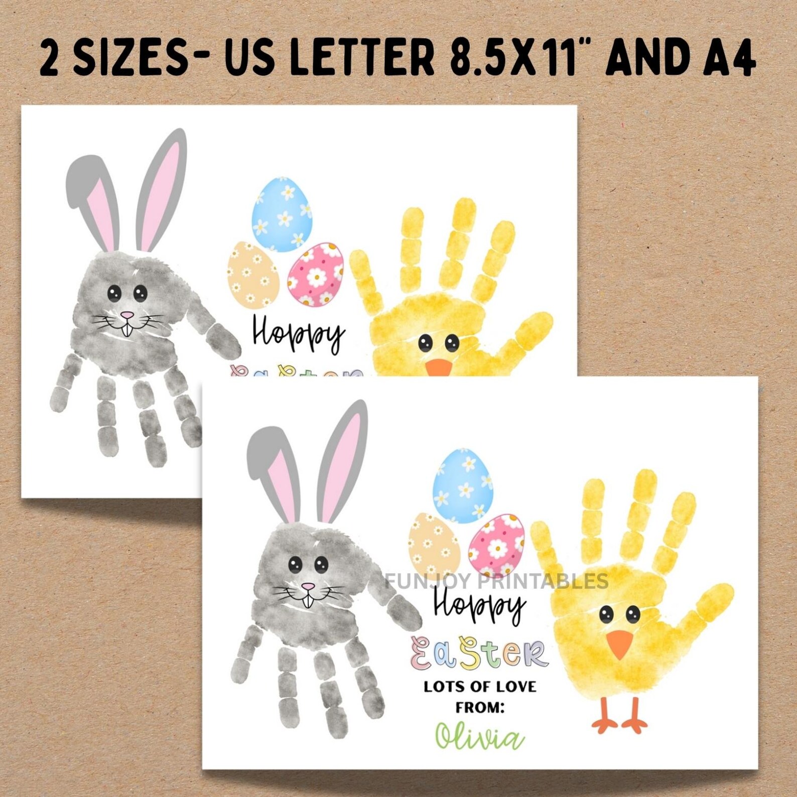 PRINTABLE Easter Bunny Chick Hand Print Art, Handprint Easter Craft ...