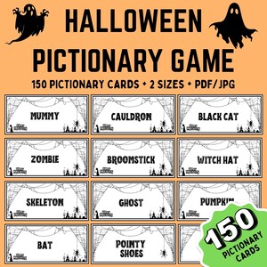 Halloween Pictionary Cards, Halloween Party Games, Halloween Family ...