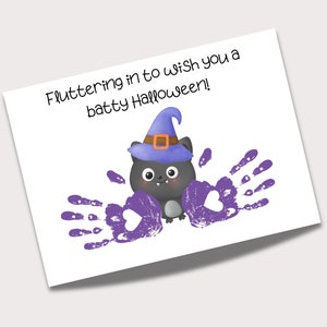 Halloween Hand Print Activity, Handprint Art Craft, Halloween Bat ...