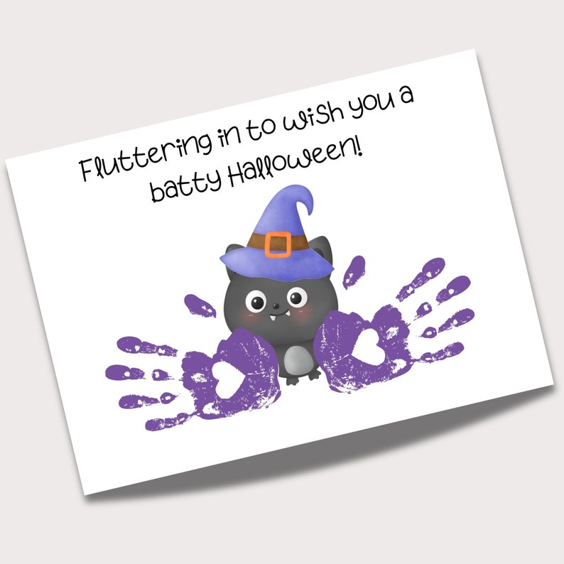 Halloween Hand Print Activity, Handprint Art Craft, Halloween Bat ...
