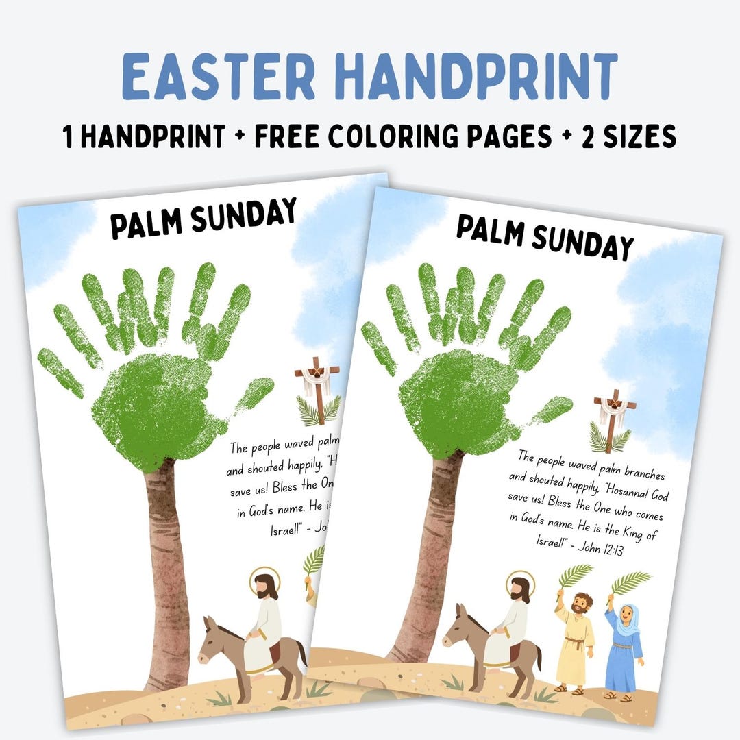 Palm Sunday Handprint Craft Printable, Christian Easter Activity for ...