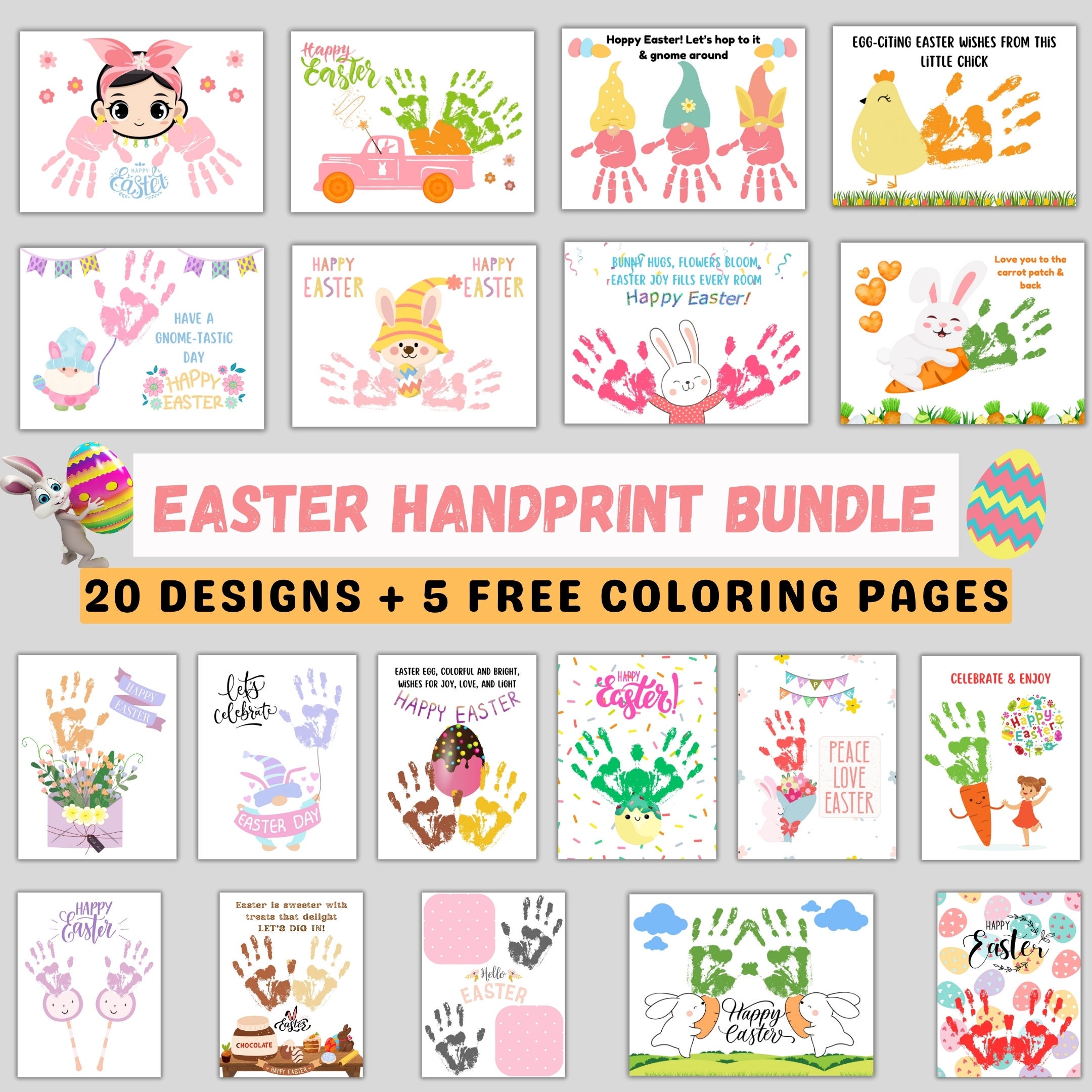 Easter Handprint Art Craft BUNDLE, Easter Keepsake Art, Happy Easter ...