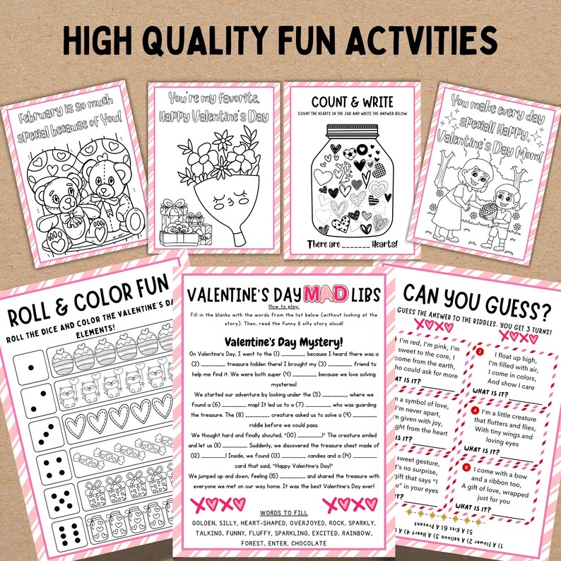 Printable Valentine's Day Kids Activities, Valentine's Day BUNDLE ...