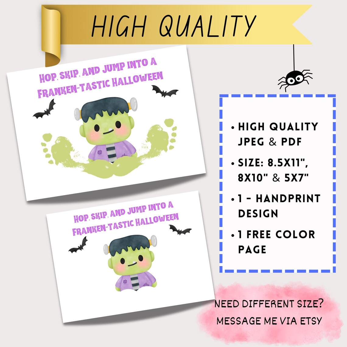 Halloween Footprint Craft, Handprint Craft for Kids, Halloween Activity ...