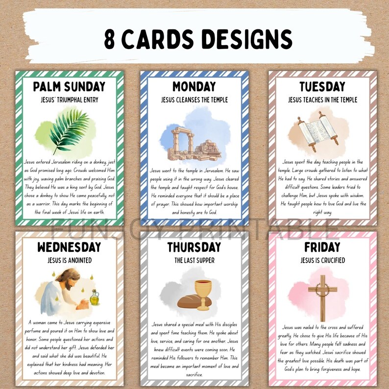 PRINTABLE Holy Week Cards, Easter Story Cards, Easter Advent, Easter ...