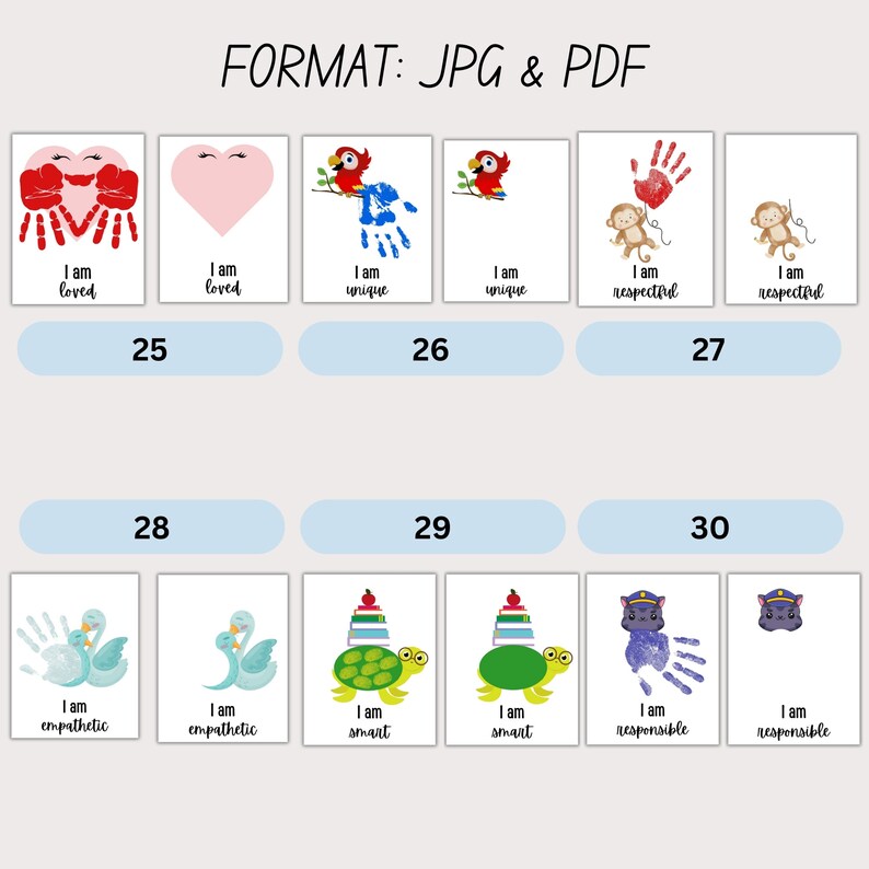 40 Affirmation and Inspirational Handprint Craft Bundle, Handprint Art ...