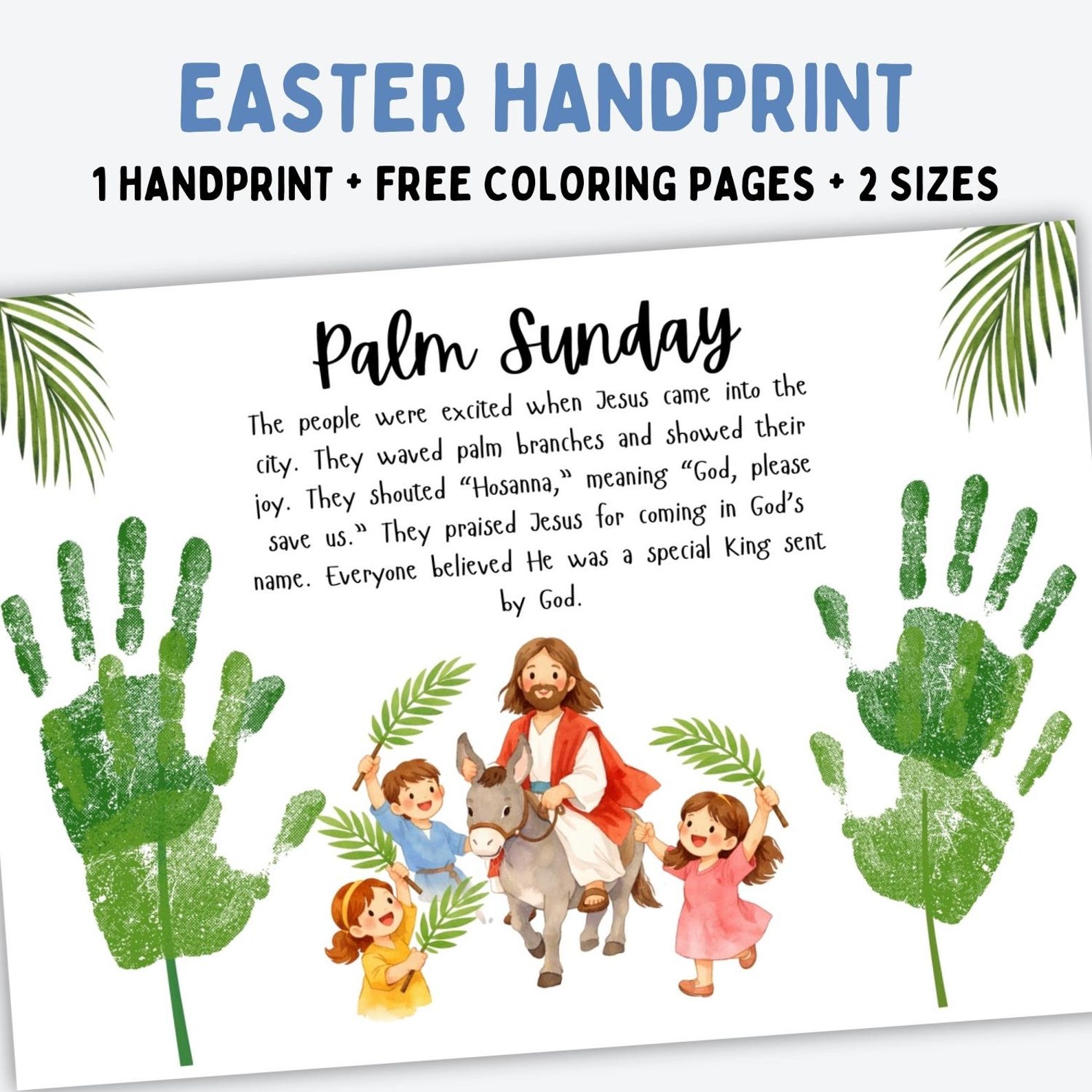 Easter Handprint Art Printable – Palm Sunday & Holy Week Craft for Kids ...