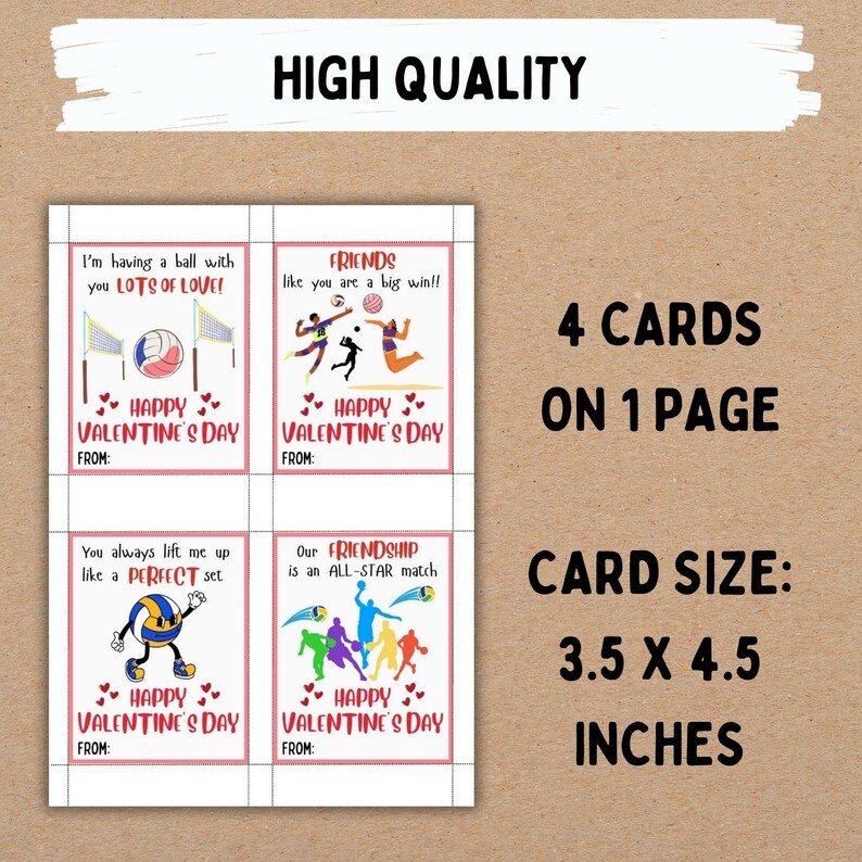Volleyball Valentine Cards, Volleyball Valentines, PRINTABLE Volleyball ...
