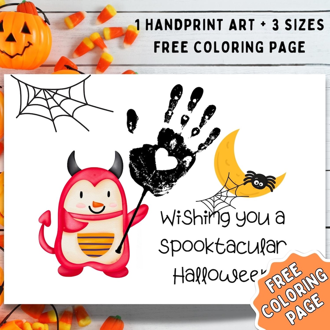 PRINTABLE Halloween Handprint Activity, Handprint Art Craft, Halloween ...