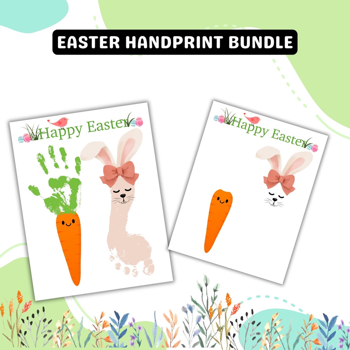 Happy Easter Handprint Footprint Art Craft Bundle, Easter Craft for ...