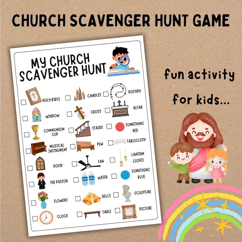 Scavenger Hunt for Church PRINTABLE, Church Game for Kids, Church Game ...
