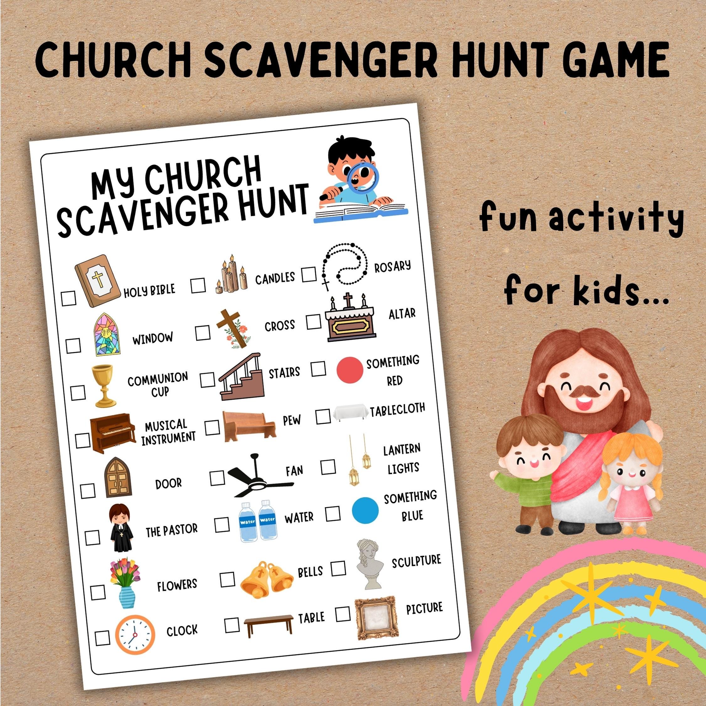 Scavenger Hunt for Church PRINTABLE, Church Game for Kids, Church Game ...