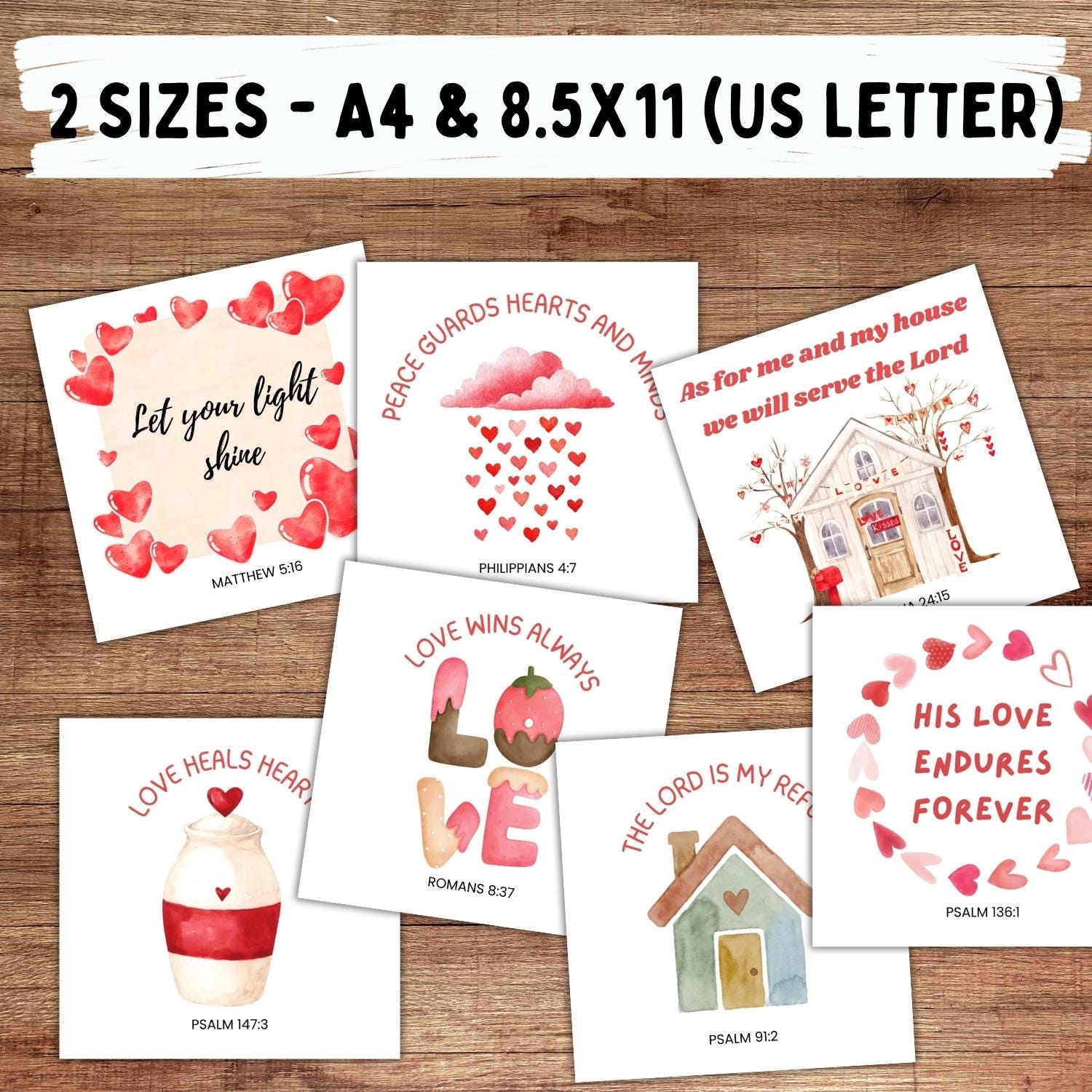 Christian Valentines Cards for Kids, Bible Verses Cards (set of 80 ...