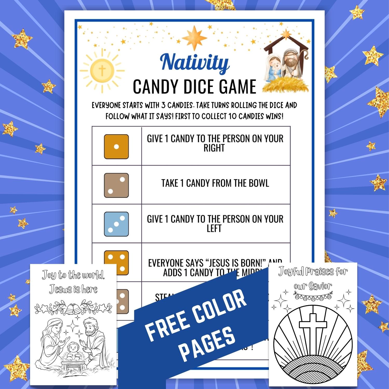 Nativity Candy Dice Game Printable, Christmas Bible Activity (digital ...
