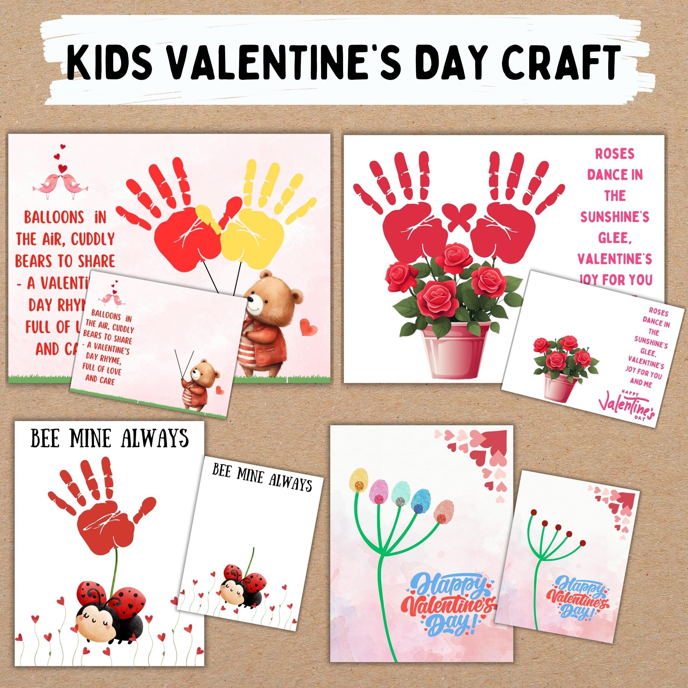 Valentine Handprint Art BUNDLE, Valentine Preschool Craft, Toddler ...