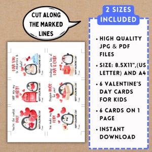 EDITABLE PRINTABLE Penguin Valentine Cards, Classroom Valentines Day ...